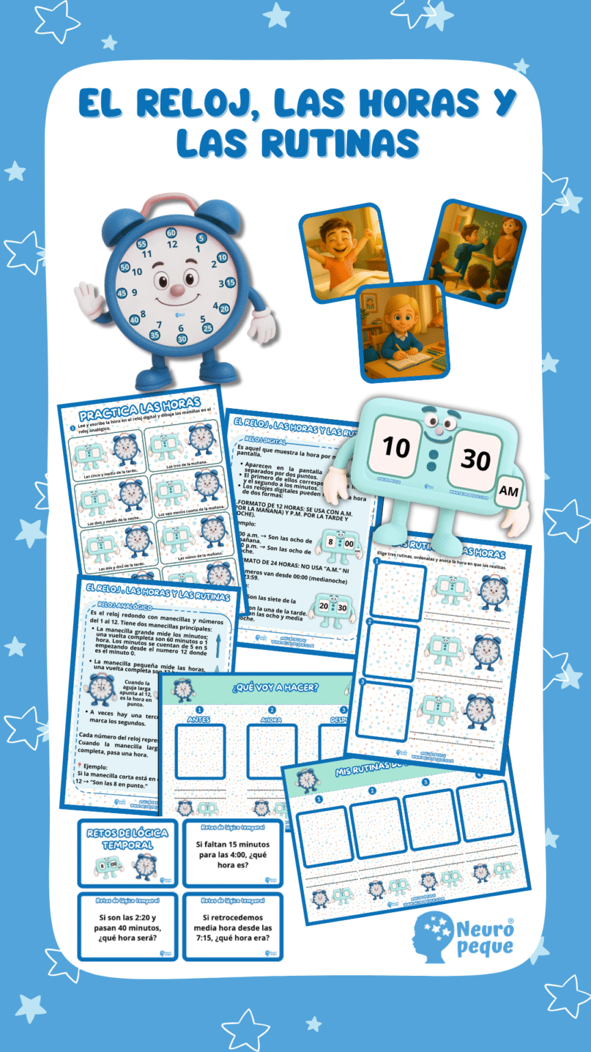 El reloj las horas y las rutinas | Aprender las horas