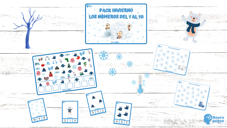 Pack invierno números del 1 al 10 | Recursos para trabajar conteo
