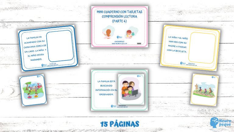 Mini cuaderno con tarjetas comprensión lectora parte 4