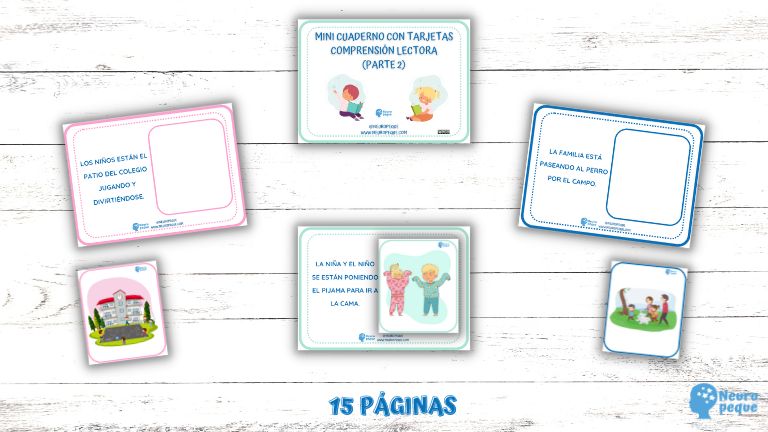 Mini cuaderno con tarjetas comprensión lectora parte 2